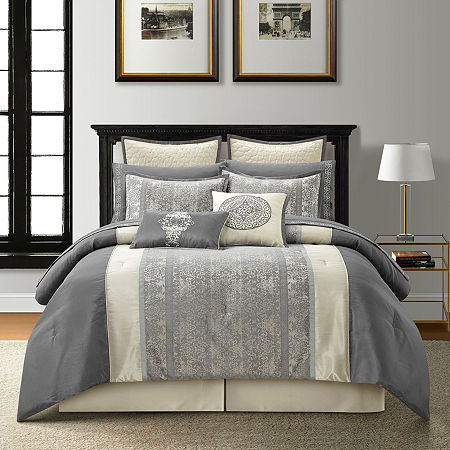 Stratford Park Arabesque 12-Pc. Comforter Set  California King - Grey