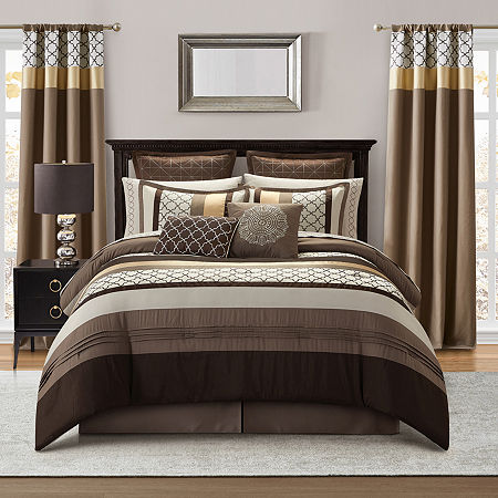 Stratford Park Avalon Geometric 16-Pc. Comforter Set  King - Brown