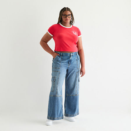 Click here for Arizona Juniors Plus Airy Drape Womens Low Rise Ba... prices
