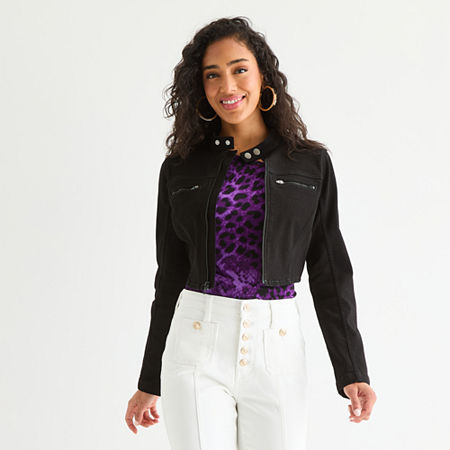 Bold Elements Womens Denim Midweight Cropped Jacket  Large  Black