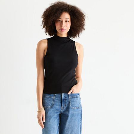 Click here for a.n.a Ribbed Womens Funnel Neck Sleeveless T-Shirt... prices