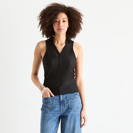 Click here for a.n.a Pointelle Womens Sleeveless Polo Shirt  Medi... prices
