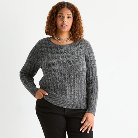 Click here for St. Johns Bay Plus Womens Crew Neck Long Sleeve Pu... prices