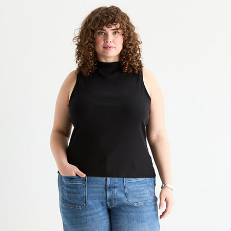 Click here for a.n.a Ribbed Womens Funnel Neck Sleeveless Plus T-... prices