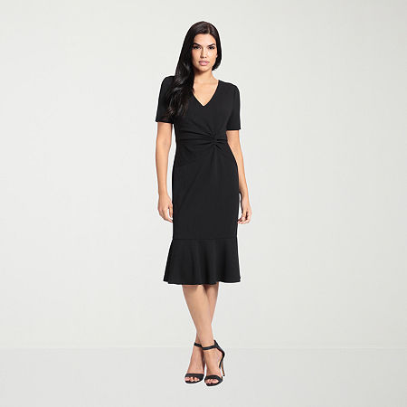 Click here for London Times Womens Twisted Flounce-Hem Midi Dress... prices