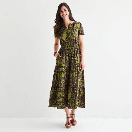 Click here for Be by CHETTA B Womens Short Sleeve Floral Maxi Dre... prices