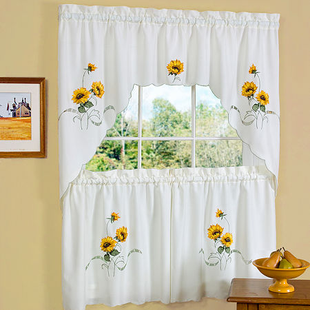 Click here for Achim Sunshine Embellished Kitchen Curtain Set prices