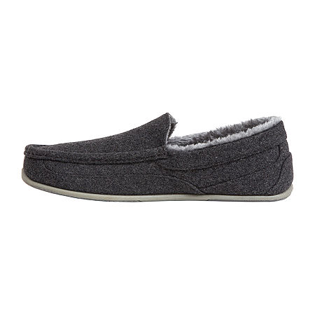 Deer Stags Mens Spun Felt Cozy Slipper - Dark Gray