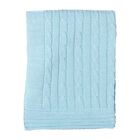 3 Stories Trading Baby Boy Cable Knit Cotton Blanket - Blue
