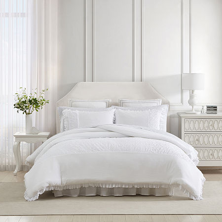 Laura Ashley Eyelet Ruffle Microfiber 3 Piece Comforter Set  King - White