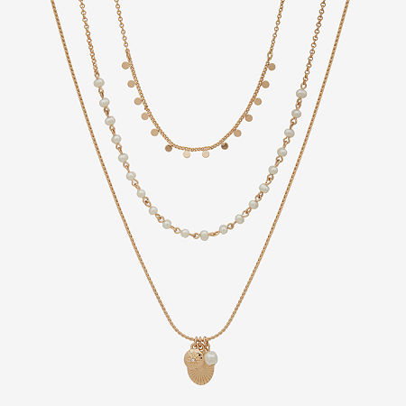 Click here for a.n.a Gold Tone Womens White 16 Inch Strand Neckla... prices