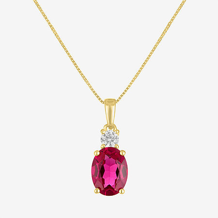 Click here for Gemstone 10K Gold Oval Pendant Necklace  One Size... prices