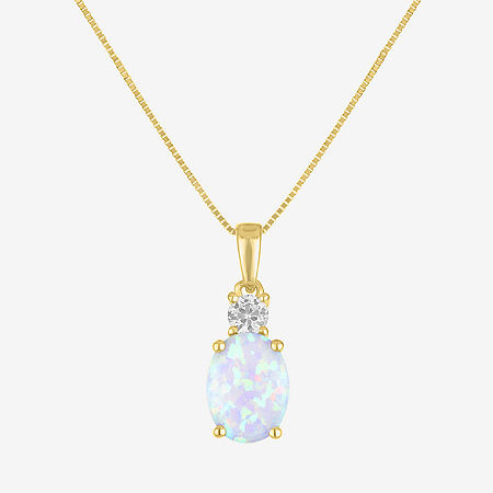 Click here for Gemstone 10K Gold Oval Pendant Necklace  One Size... prices