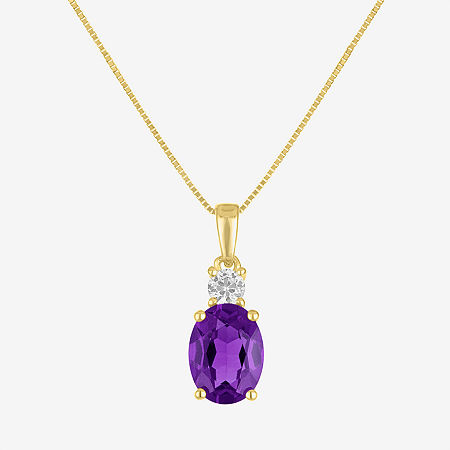 Click here for Gemstone 10K Gold Oval Pendant Necklace  One Size... prices