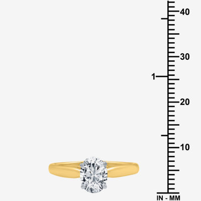 1 CT. Lab-Grown (G / SI2) Diamond Oval Solitaire Engagement Ring in 10K ...