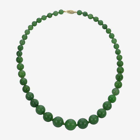 Click here for 14K Gold Jade Graduated Bead Necklace  One Size prices