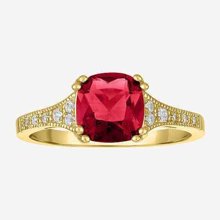 Click here for Gemstone 14K Gold Over Silver Cushion Cocktail Rin... prices