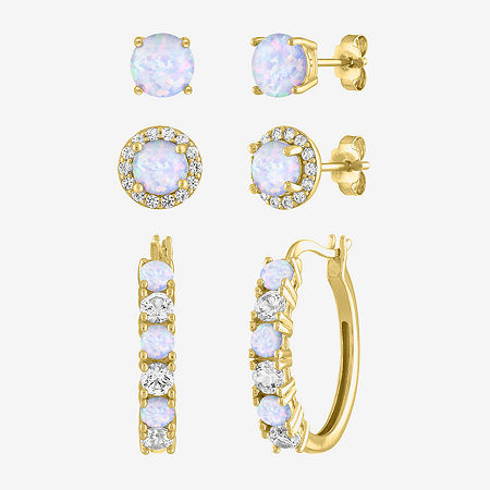 Click here for Gemstone 14K Gold Over Silver 3 Pair Jewelry Set... prices