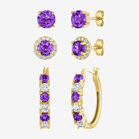 Click here for Gemstone 14K Gold Over Silver 3 Pair Jewelry Set... prices