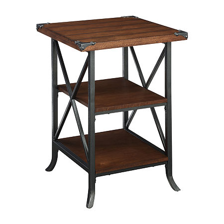 Convenience Concepts Brookline End Table  Charcoal Gray & Slate Gray Frame 17.75 x 26 x 17.75 in. - Dark Brown