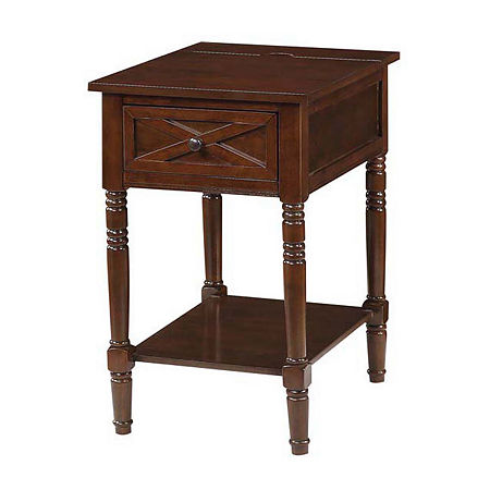 Country Oxford 1-Drawer End Table  One Size  Brown