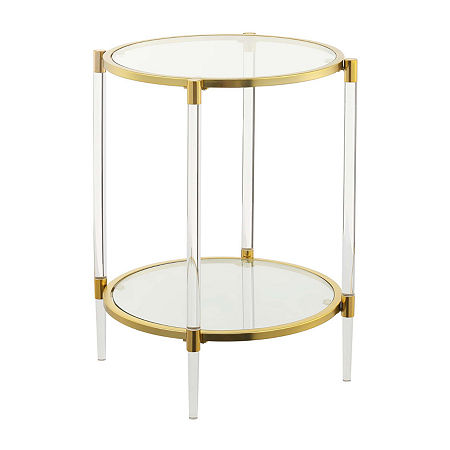 Royal Crest 2 Tier Acrylic Glass End Table - Clear  Gold-Tone
