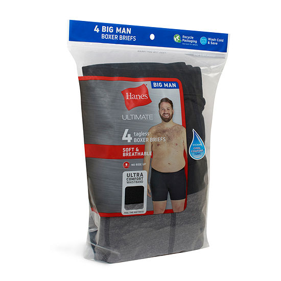 Hanes Big and Tall Mens 4 Pack Boxer Briefs, Color: Black - JCPenney Hanes Big and Tall Mens 4 Pack Boxer Briefs, Color: Black - JCPenney