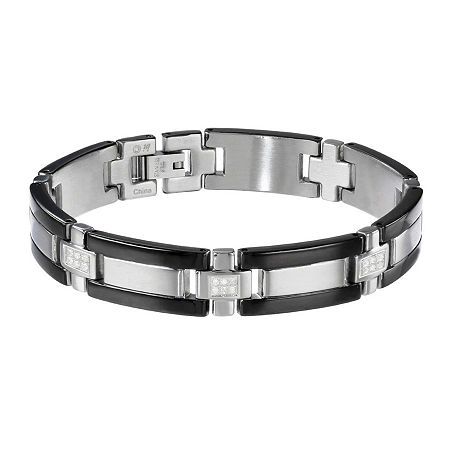 Click here for Mens Â¼ CT. T.W. Diamond Stainless Steel & Black I... prices