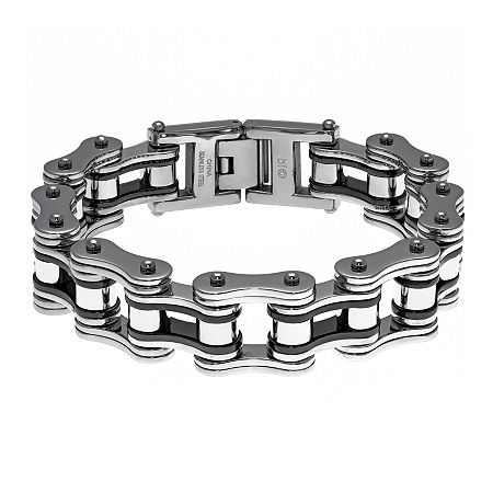 Click here for Mens Stainless Steel & Black IP Motorcycle Bracele... prices
