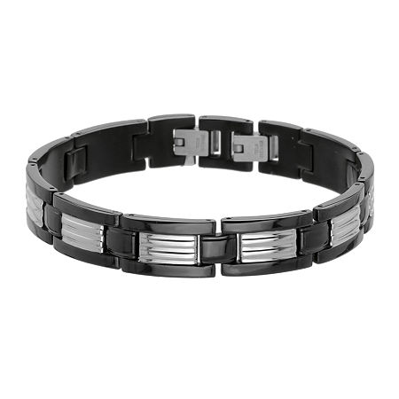 Click here for Mens Stainless Steel & Black IP Link Bracelet  One... prices