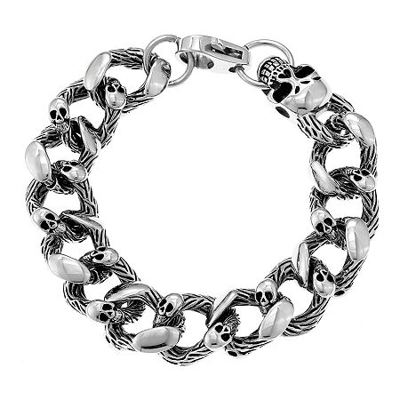 Click here for Mens Antique Finish Stainless Steel Skull Head Bra... prices