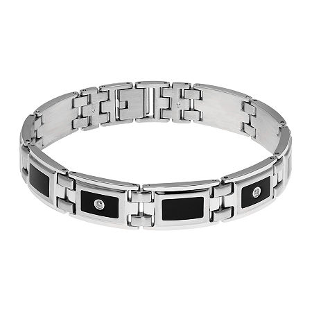 Click here for Mens 1/8 CT. T.W. Diamond Stainless Steel & Resin... prices
