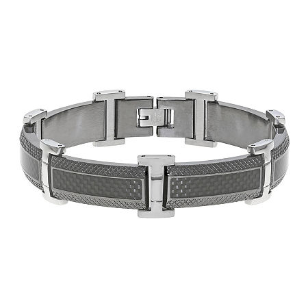 Click here for Mens Stainless Steel & Black IP Bracelet  One Size... prices