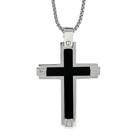 Click here for Mens Stainless Steel & Resin Cross Pendant Necklac... prices