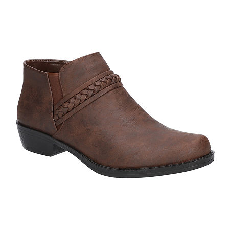 Easy Street Womens Jalia Block Heel Booties  5 Medium  Brown