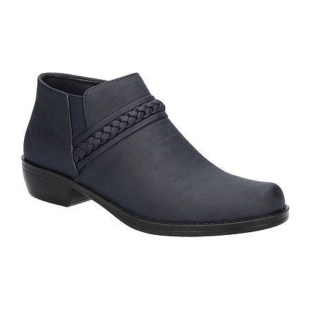 Easy Street Womens Jalia Block Heel Booties  12 Medium  Blue