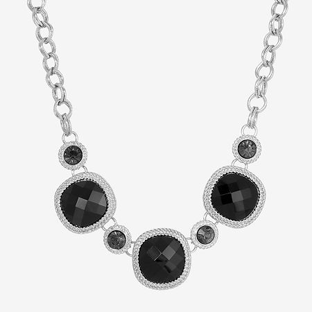 Click here for 1928 Silver Tone Womens Black 16 Inch Collar Neckl... prices