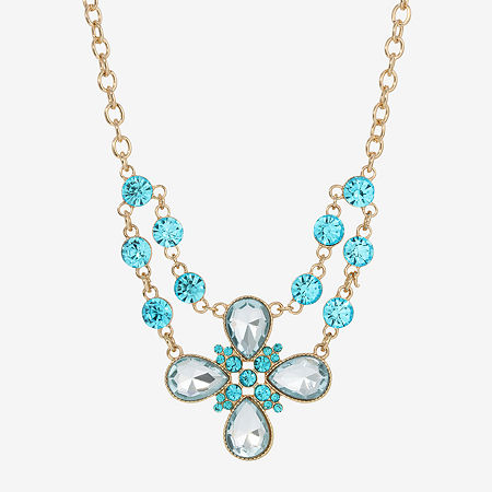 Click here for 1928 Gold Tone Womens Blue 16 Inch Statement Neckl... prices