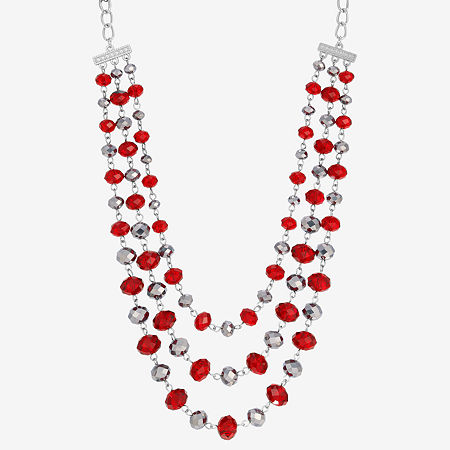 Click here for 1928 Silver-Tone Womens Red 18 Inch Beaded Necklac... prices