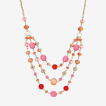 Click here for 1928 Gold-Tone Womens Pink 16 Inch Beaded Necklace... prices