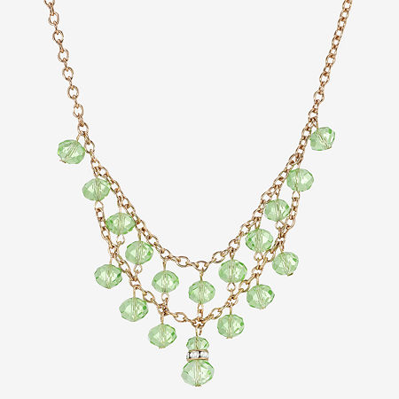 Click here for 1928 Gold Tone Womens Green 16 Inch Beaded Necklac... prices