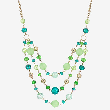 Click here for 1928 Gold-Tone Womens Green 16 Inch Beaded Necklac... prices