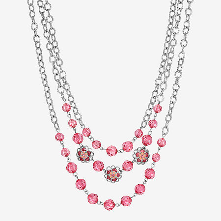 Click here for 1928 Silver-Tone Womens Pink 16 Inch Beaded Neckla... prices
