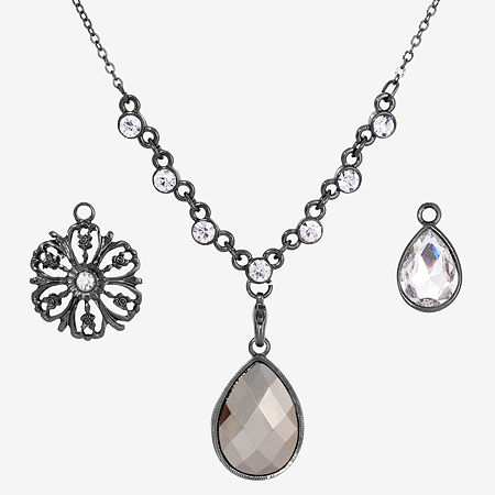Click here for 1928 Black Tone Womens Gray 4-pc. Pendant Necklace... prices