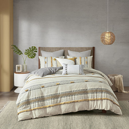 Ink+Ivy Cody Cotton 3-Pc. Duvet Cover Set  Full/Queen - Gray  Yellow