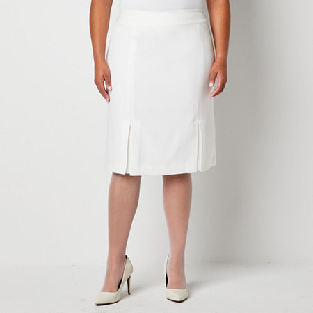 Black Label by Evan-Picone Womens Plus Suit Skirt  24w  White