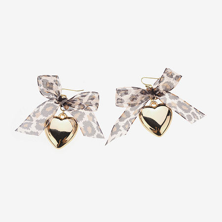 Click here for Bijoux Bar Gold Tone Womens Bow Heart Drop Earring... prices