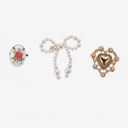 Click here for Arizona Gold Tone Bow Flower Heart Pin  One Size... prices