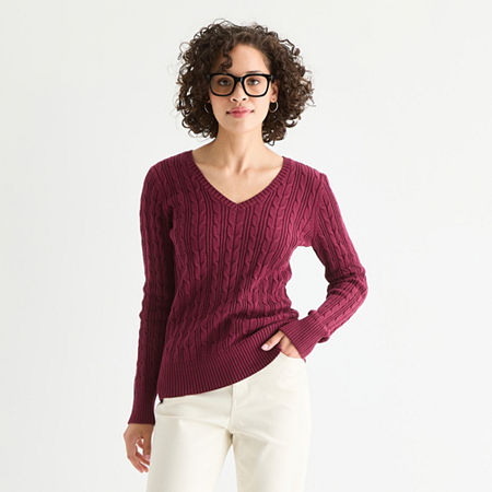 Click here for St. Johns Bay Womens V Neck Long Sleeve Pullover S... prices