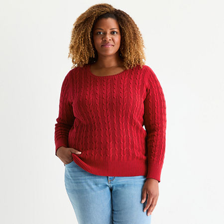 Click here for St. Johns Bay Plus Womens Crew Neck Long Sleeve Pu... prices